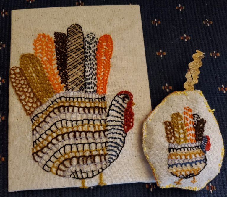 November 2022 Stitch-a-long: Stitch a Zentangle Crewel Turkey