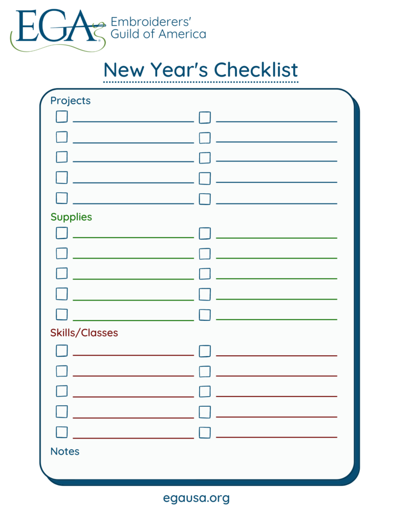 An Embroidery Checklist for the New Year | Embroiderers’ Guild of America