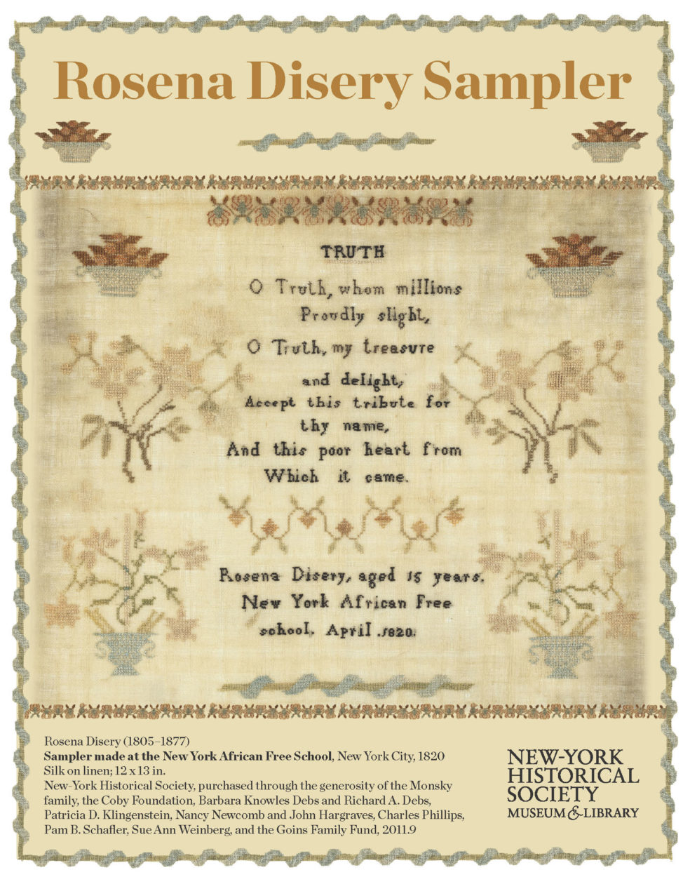 Rosena Disery 1820 Sampler Chart | Embroiderers’ Guild of America